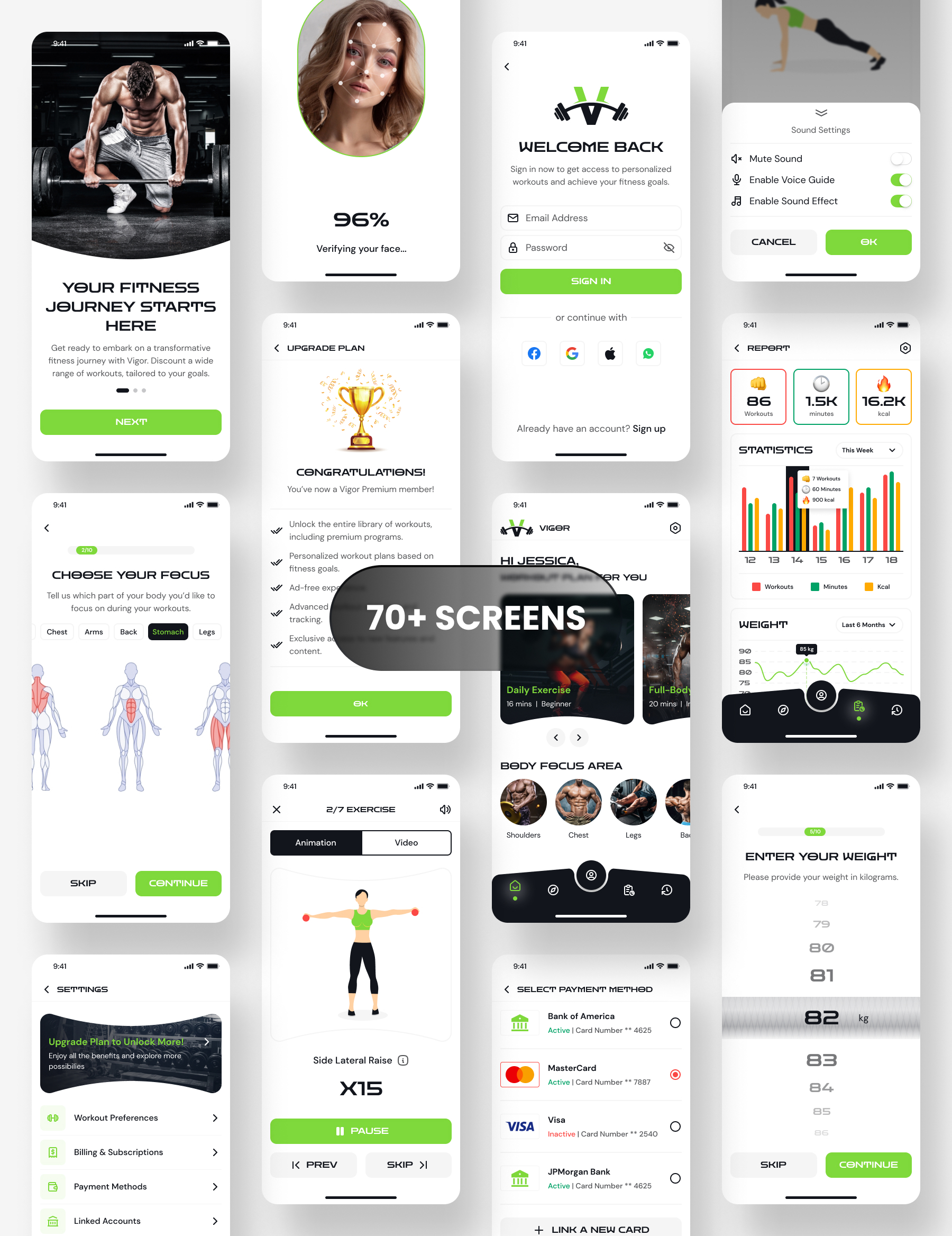 Fitness & Gym Workout Mobile App Figma UI Kit - Vigor Health by The_Krishna